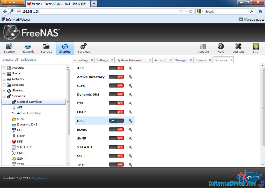 Créer un partage UNIX (NFS) dans FreeNAS - Divers - Tutoriels - InformatiWeb